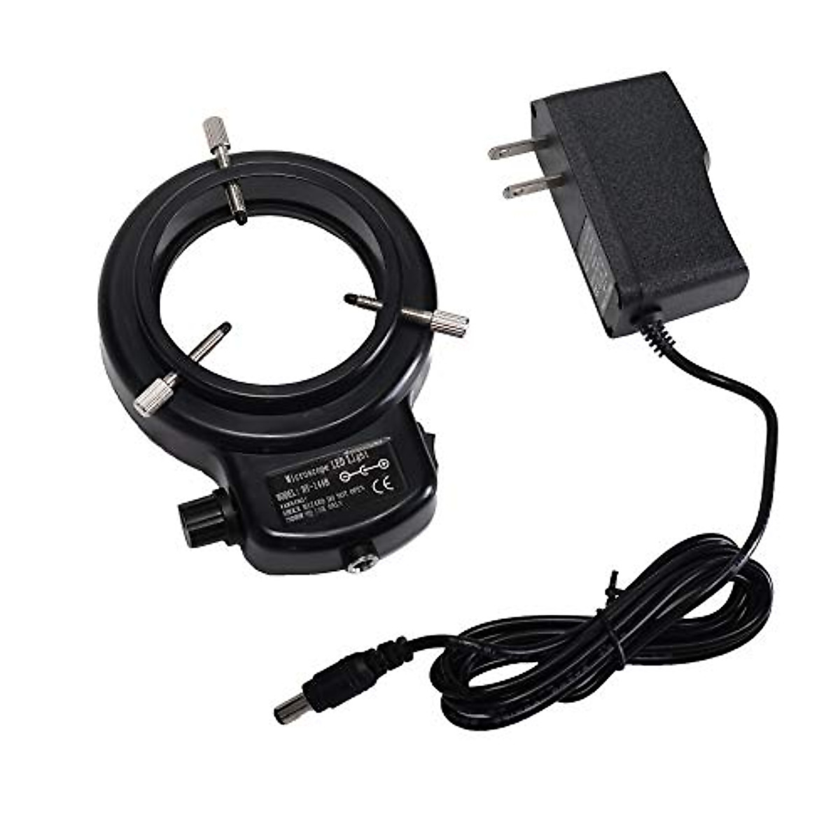 Black 144 LED Bulb Microscope Ring Light Illuminator Adjustable Bright Lamp + Adapter