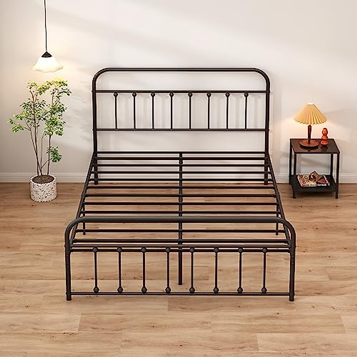 Closadin Classic Metal Platform Bed Frame with Heaboard and Footboard,Strong Metal Slats Support,No Box Spring Needed,Easy Assembly,Queen Size,Black