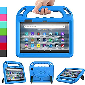SUPNICE Kids Case for All-New Fire 7 (Latest 12th Generation 2022 Release), Lightweight Shockproof Handle with Stand Kid-Proof Case for Amazon Fire 7 inch Tablets - Blue