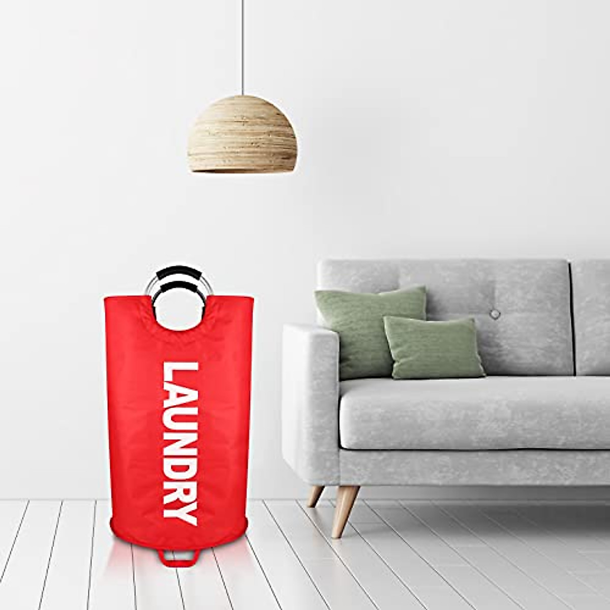 Neatkeep Extra Large Laundry Bags for Heavy-Duty Use with Aluminum Handles, Collapsible Fabric Laundry Basket, Foldable Clothes Bag, (Red)