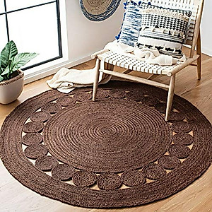 THE PIKKU INTERNATIONAL - Rug Round Jute Hand Woven Circle Design Area Rug Brown Color Carpet (11 X 11 Feet)