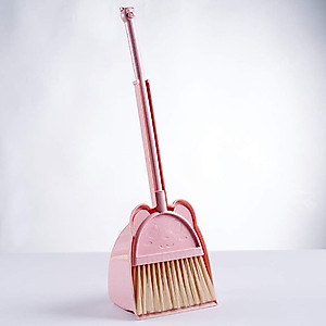 MAYEV Mini Broom with Dustpan for Kids,Little Housekeeping Helper Set (Pink)