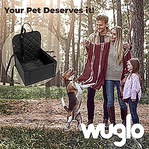 Extra Stable Dog Car Seat - Robust Car Dog Seat or Puppy Car Seat for Small to Medium-Sized Dogs - Reinforced Walls and 3 Belts - Waterproof Pet Car Seat for Back and Front Seat (Black)