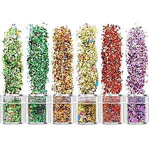 Holographic Chunky Glitter,Resin Glitter for Epoxy Resin,Sequins for Slime,DIY Crafts,Nail Art,Painting