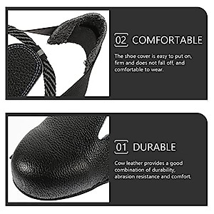 EXCEART Steel Toe Cap 1 Pair Safety Shoe Caps Universal Anti- smash Leather Shoes Covers Overshoes Accessories with Adjustable Strap for Industry Workplace