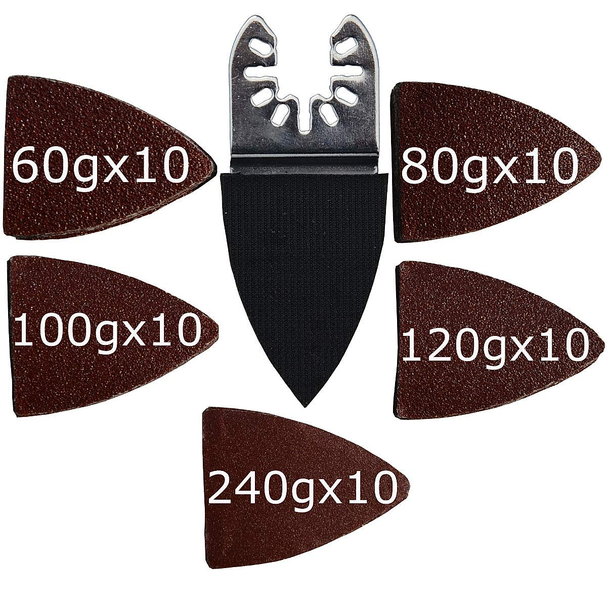 XXGO 51 Pcs Oscillating Finger Sanding Pad Sandpaper for Multi Tools Compatible with Bosch Chicago Craftsman Dremel Fein Harbor Freight Makita Milwaukee Porter Cable Ridgid XG3051A