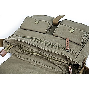 Gootium Canvas Messenger Bag - Vintage Crossbody Shoulder Bag Military Satchel, Olive Brown