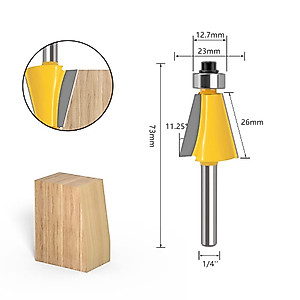 WSOOX 5PCS Chamfer Router Bits with 1/4" Shank Bevel Edge Forming Router bits (11.25°,15°,22.5°,30°,45°.)
