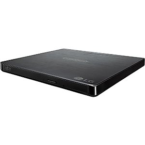 LG Electronics BP60NB10 Ultra Slim Portable Hybrid Drive UHD 4K/Blu-ray/DVD+/-RW Drive, USB 3.0 Compatible, PC Windows, Linux, Mac OS, with M-DISC support, Noise Reduction, Black