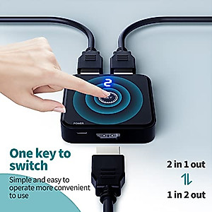 HDMI Switch 4K@60Hz, HDMI Splitter, Bi-Directional (2 in 1 Out / 1in 2 Out), HDMI Switcher Selector, Supports 4K@60Hz，2K,1080P， 3D HD,Compatible with Xbox PS5/4/3 Blu-Ray Player Fire Stick Roku