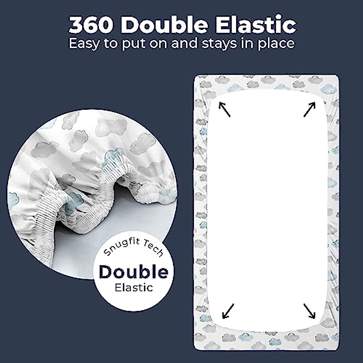 Sweave Organic Crib Sheets (2-Pack) - Breathable Double-Elastic Fitted Crib Sheet, Extra Protection for Your Baby, 100% GOTS Certified Organic Cotton, Secure & Snug Fit, Crib Sheets Neutral (28"x52")