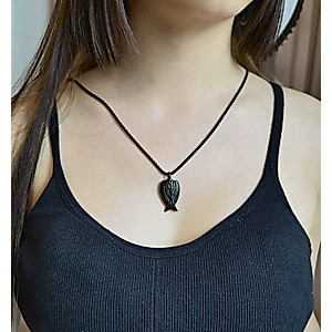 YOUFENG Angel Wing Urn Necklace for Ashes Stainless Steel Cremation Jewelry Always in My Heart Ashes Necklaces Memorial Keepsake for Men Black