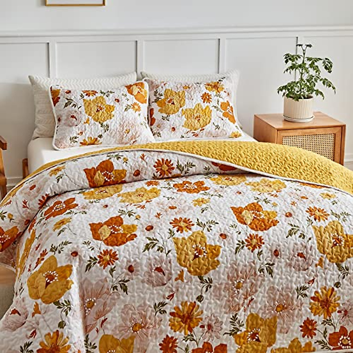 UOZZI BEDDING Quilt Set Queen Full Size 88x88 3 PC Reversible Soft Microfiber Lightweight Coverlet Bedspread Summer Comforter Set Bed Cover for All Season (1 Quilt+ 2 Shams)