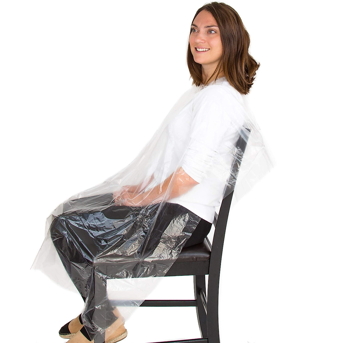 Disposable Capes Hair Salon - 100 Plastic Capes - Disposable Salon Capes - Plastic Salon Cape - Color Capes for Salon Hair Coloring - Disposable Shampoo Capes