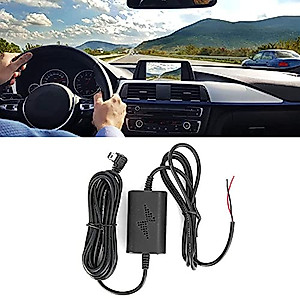 Gorgeri Dash Cam Hardwire Kit,12V/24V to 5V 2.5A Parking Monitor Converter Cable Left Angle Mini USB Step-Down Line for Parking Monitoring,Parking Monitoring Line