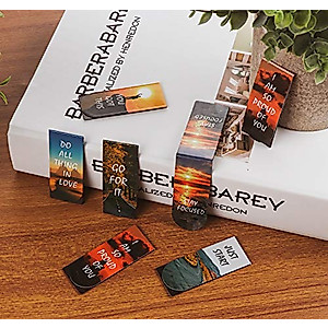 Magnetic Bookmarks,46PCS Inspirational Slogan Nature Scenery Pattern Bookmarks, Encourage Yourself Book Mark for Book Lovers,Women, Man, Kids,Gift, Tudents, Teachers, School, Home(2.4 x 1 inch)