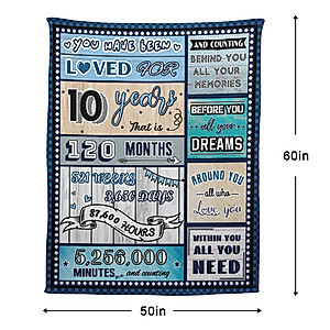 10 Year Old Boy Birthday Gift, Super Soft and Warm Happy Birthday Blanket, Digital Heartwarming Sentences Creative Design Ideal Gifts for 10th, 50"x60"