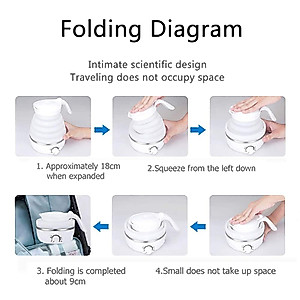 Travel Electric Kettle,600ML Collapsible Small Electric Kettle,Portable Kettle with Temperature Control,Multifunctional Mini Kettle for Boiling Water,Hot Water Kettle with Keep Warm & Delay Start