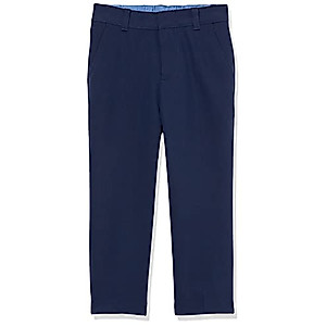 IZOD Boys' Bi-Stretch Flat Front Dress Pant, Bank Blue, 12