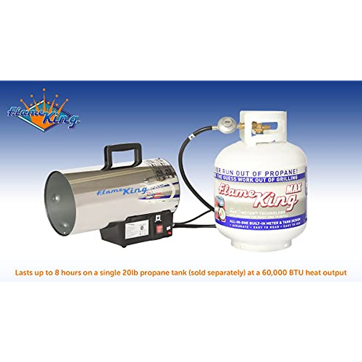 Flame King 60,000 BTU Portable Propane Forced Air Heater Outdoor Great for Jobsite, Construction, Garage, Patio, Stainless Steel