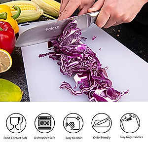 Palaxe Plastic Cutting Boards pro Non-slip with Silicon Feet, Dishwasher Safe Chopping Boards, Grip Handle, Rubber, Easy to Clean for Kitchen, family, Outdoors (White B)