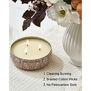 M&SENSE Soothing Eucalyptus Scented Candles, Large 3 Wick Soy Tin Candle, Over 40 Hour Burning Time, 100% Natural Vegan Wax, Relaxing Aromatherapy Aesthetic Candle Gift for Women Men