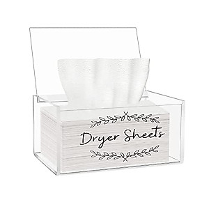 Laundry Dryer Sheet Container with Lid- Clear Acrylic Dryer Sheet Dispenser for Storage Fabric Softener Sheets, Transparent Container Storage Box Dryer Sheet Holder for Laundry Room Organization