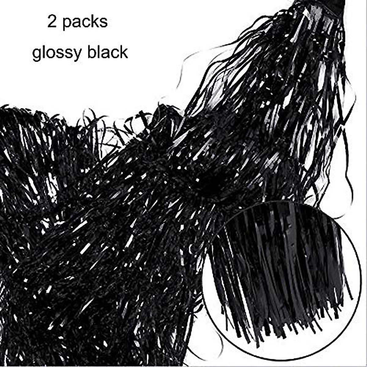 Black Backdrop Curtain for Party Supplies - 6.5x8.2ft, Pack of 2 | LILF Black Tinsel Foil Fringe Curtain Streamers for Birthday Party Halloween Graduation Decoration Black Photo Booth Backdrop Props