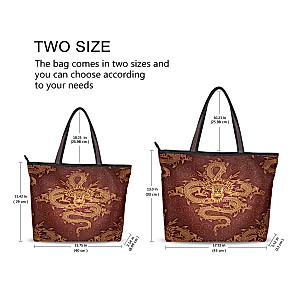 QMXO Chinese Animal Dragons Handbags and Purse for Women Tote Bag Large Capacity Top Handle Shopper Shoulder Bag