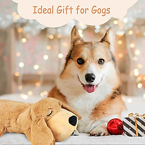 vocheer Puppy Heartbeat Toy, Dog Anxiety Relief Calming Aid Puppy Heartbeat Stuffed Animal Behavioral Training Sleep Aid Comfort Soother Plush Toy for Puppies Dogs Cats,Light Brown