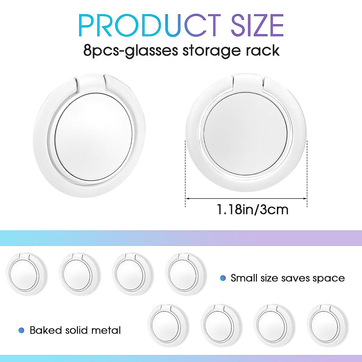 Hariendny 8 Pack Sunglasses Organizer Wall Mounted Sunglasses Holder Wall Hanging Glasses Organizer Eyeglass Holder (White)