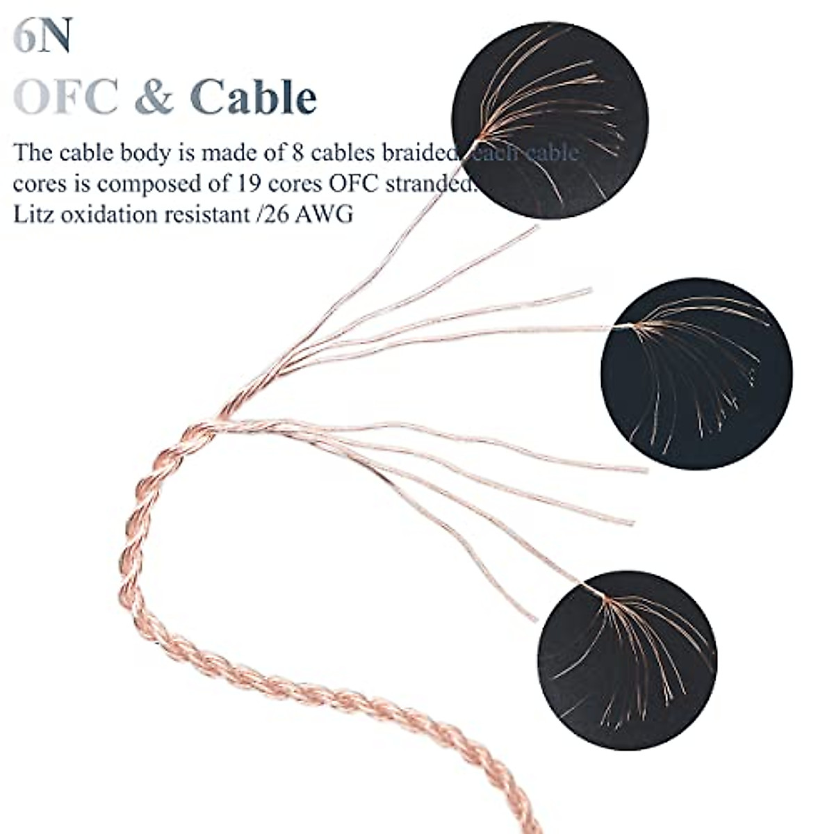 FSIjiangyi 19 Core OFC Copper Braid Earphone Cable IE200 Cable IE300 Cable for Sennheiser IE200 IE300 IE600 IE900 Replacement Cable (3.5mm Plug)