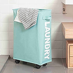 Dinling 23" Laundry Basket with Wheels, Portable Sorter Dirty Clothes Hamper for Laundry Room Organization, Laundry Room Storage (Brown)