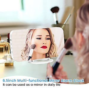 Muoigoe Digital Alarm Clock,Large Display LED And Mirror Desk Clock With Dual USB Charger Ports, 3 Levels Brightness,12/24H Alarm Clocks, Modern Electronic Clock for Bedroom Living Room Office - White