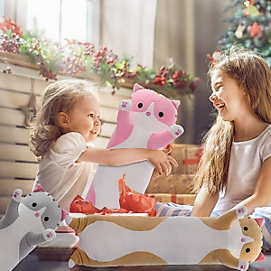 SHINUOER Long Cat Plush Pillow Cat Body Pillow,Pink Cat Stuffed Animals Soft Plushies Kawaii Stuffed Kitten Plush Toy for Kids Girlfriend(Pink, 19.7Inch)