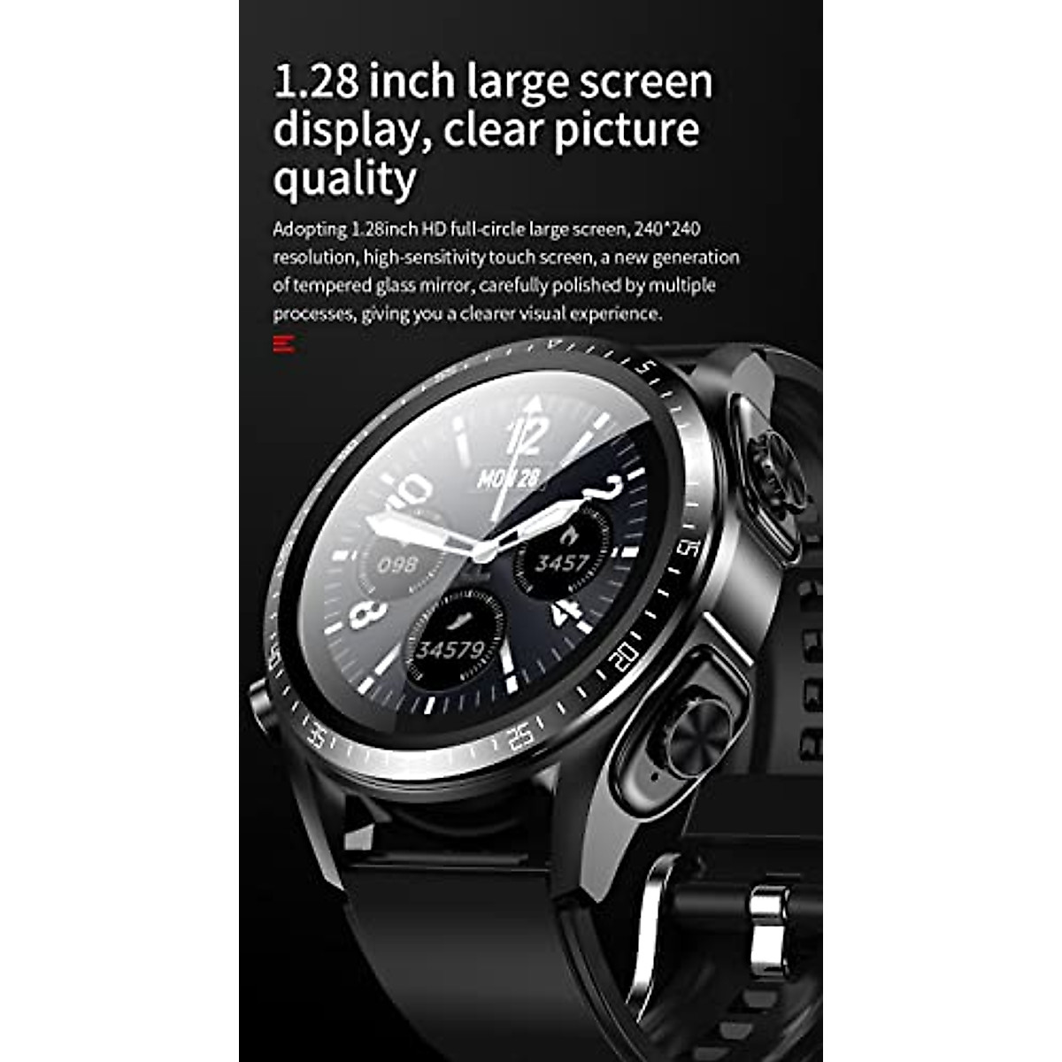 Alliget Smart Watch with Earbuds for Android iPhone, Fitness Tracker with Blood Oxygen Heart Rate Sleep Monitor, 2 in 1 Bluetooth Long Time Standby Sports Watch for Men Women