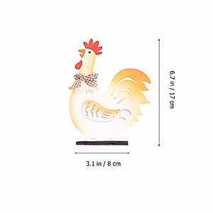 NUOBESTY Rustic Wood Chicken,2 Pcs Tabletop Decor Carved Chicken Statue Home Decor Rooster Cock Hen Animal Sculpture Easter Garden Ornament Decorations