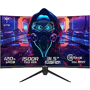 KTC 32 inch Curved Gaming Monitor, 2K 170Hz Monitor, 1440P 144Hz Monitor, 1500R Frameless, 1ms, HDR, FreeSync Premium, DisplayPort/HDMI/USB, VESA Wall Mount, PC Monitor, H32S17