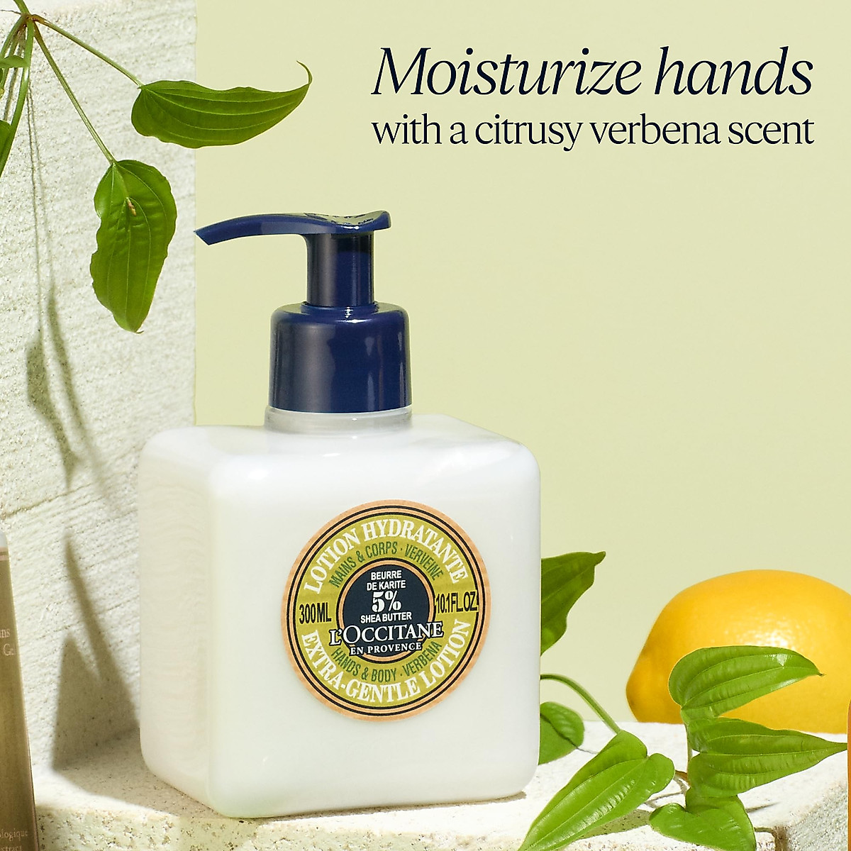 L'Occitane Shea Butter Hands & Body Verbena Extra-Gentle Moisturizing Lotion, 10.1 Fl Oz