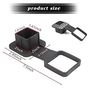 gunhunt 1 PC Auto Tow Trailer Seal Cap, 3.15" x 3.05" American Flag Square End Plug Plug Protector, Universal for 2" Trailer Receiver Tube, Compatible with Cars, Trucks, Vans, SUVs, Trailers (Black)