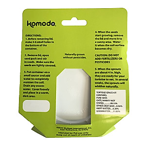 Komodo Grow Your Own Tortoise Grass Seed Kit | Grows Year Round | Fresh Addition for Tortoises Diet