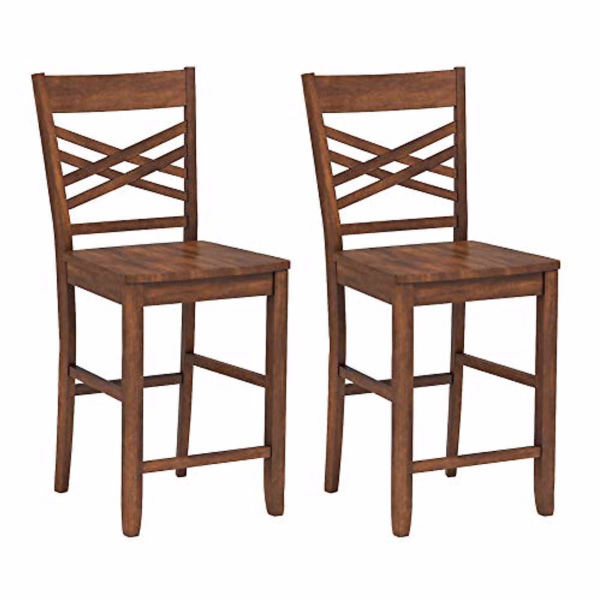 Amazon Brand – Ravenna Home Luna Rustic Wood Counter Stool, 40.5"H, Walnut (Set of 2)