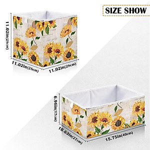DOMIKING Sunflowers Storage Baskets for Shelves Foldable Collapsible Storage Box Bins with Cubes Toys Closet Organizers for Pantry Clothes Storage Toys, Books, Home, Office,16 x 11inch