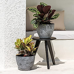 Flower Pots Outdoor Indoor Planter - 11.3 inch Garden Pots Tree Planter for Patio, Deck,Garden,Rock Gray,Set of 2
