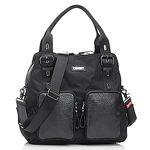 Storksak Alexa Luxe Leather Shoulder Bag Diaper Bag, Black