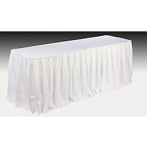 Displays2go 13.5-Feet Long Box Pleated Table Skirt, 162-Inch x 29-1/4-Inch, White (BXSKTWHT13)