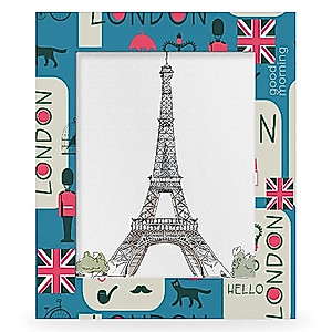 Yzrwebo Uk London Phone Booth 5x7 Picture Frame London Wood Photo Frames High Transparent Horizontal and Vertical Tabletop Display or Wall Mounting for Family Home Gallery Office