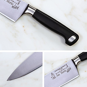 Messermeister San Moritz Elite 8” Stealth Chef’s Knife - Fine German Steel Alloy Blade - Rust Resistant & Easy to Maintain