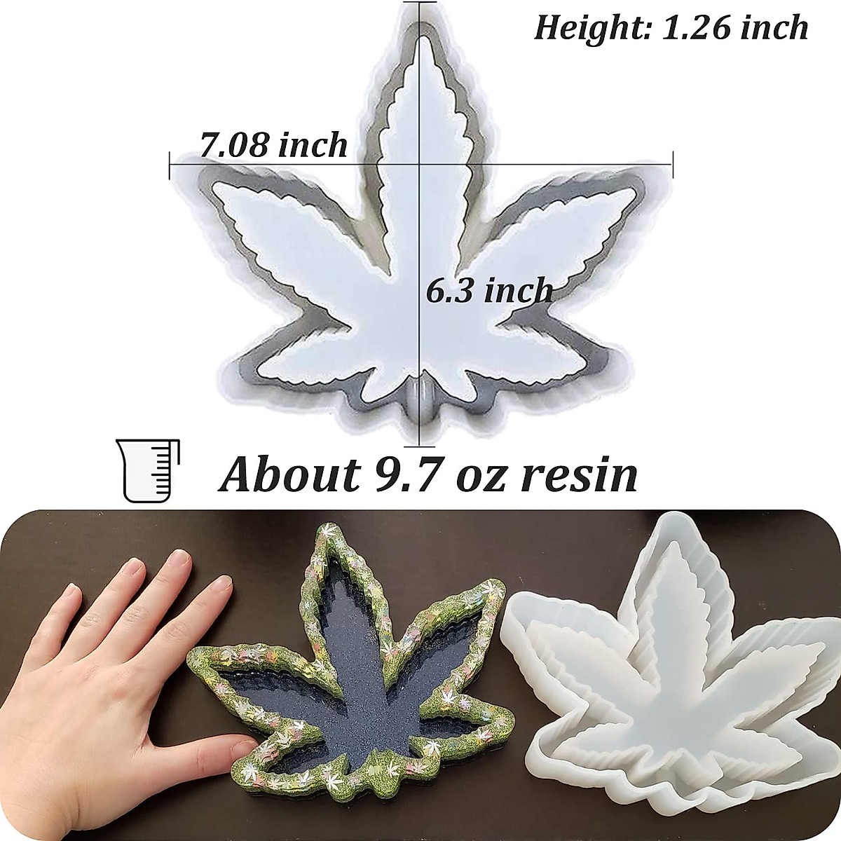Ashtray Mold for Resin, Large Leaf Silicone Mold for Epoxy Resin, Maple Leaf Rolling Tray for Jewelry Storage Box, DIY Craft Gift, Home Decoration