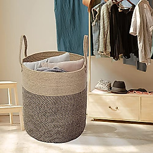 Jute Laundry Hamper Large Woven Rope Storage Basket with Handles 20' Height Tall 83L,Laundry Basket Decorative Basket for Living Room,Pillows,Clothes, 18'Wx20'H